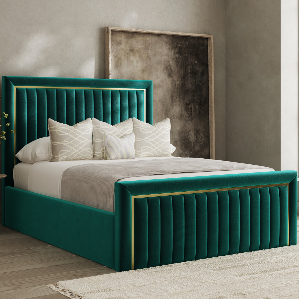 Chaelle Gold Panel Bed Frame – Beds Online Store