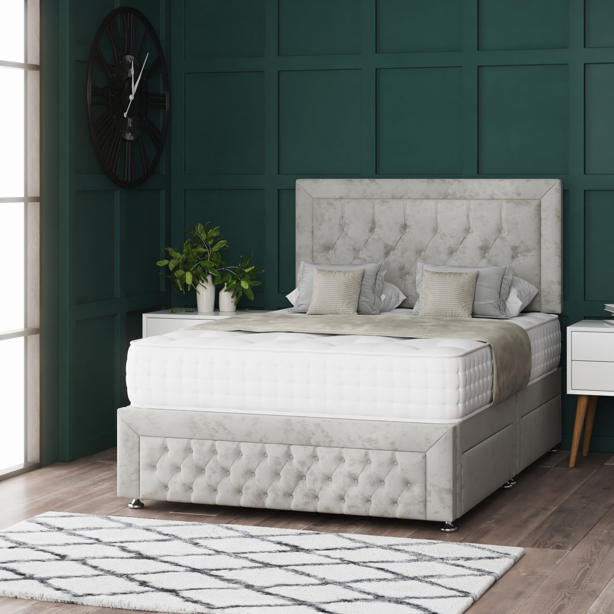 Miami Divan Bed Set With Footboard And Mattress Options – Beds Online Store