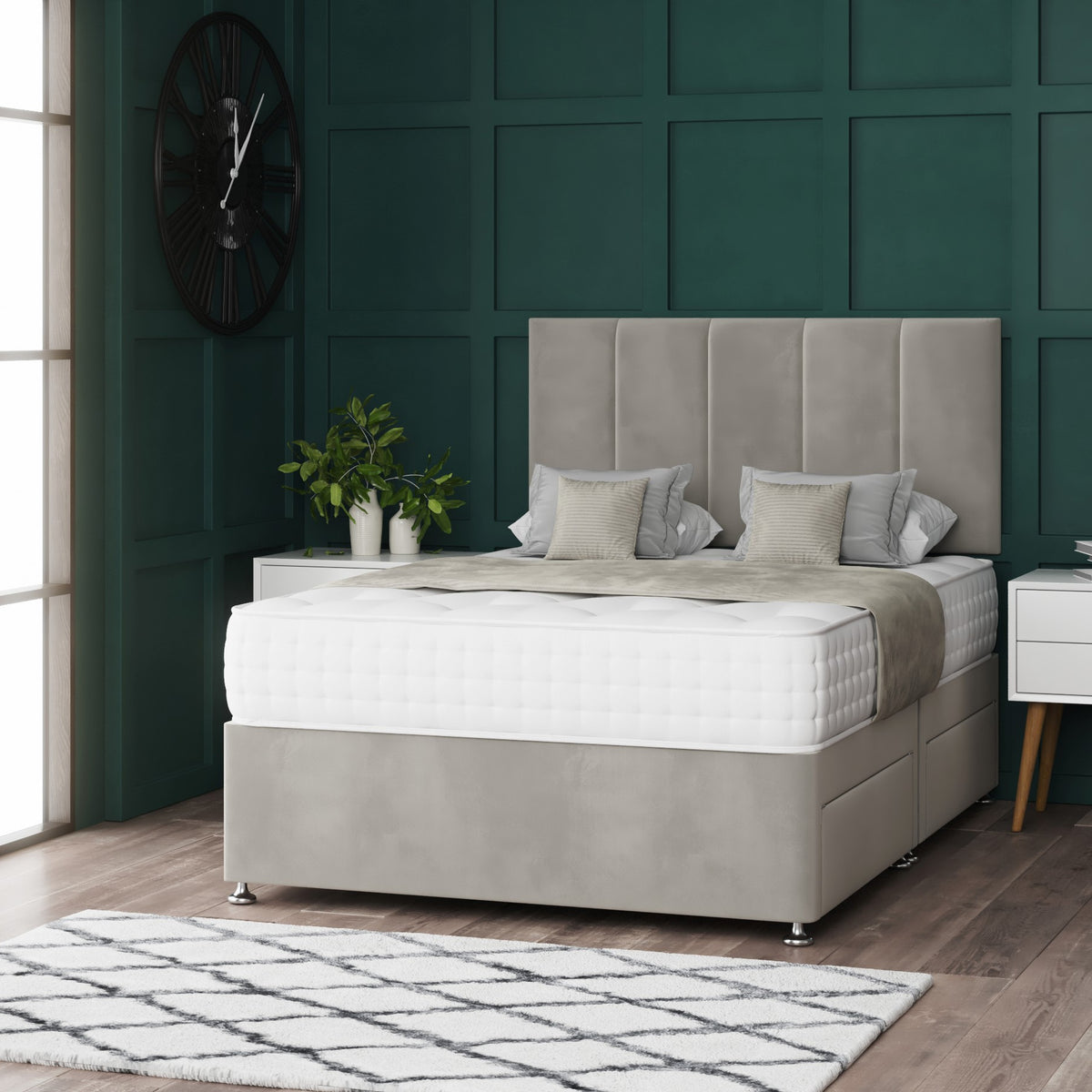 5 Panel Divan Bed Set With Mattress Options – Beds Online Store