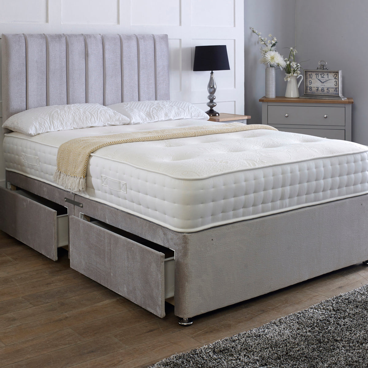 Apollo Divan Bed Set With Pocket Mattress And Headboard – Beds Online Store