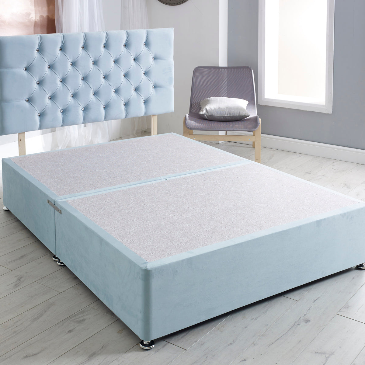 Divan Bed Base With Chesterfield Headboard – Beds Online Store