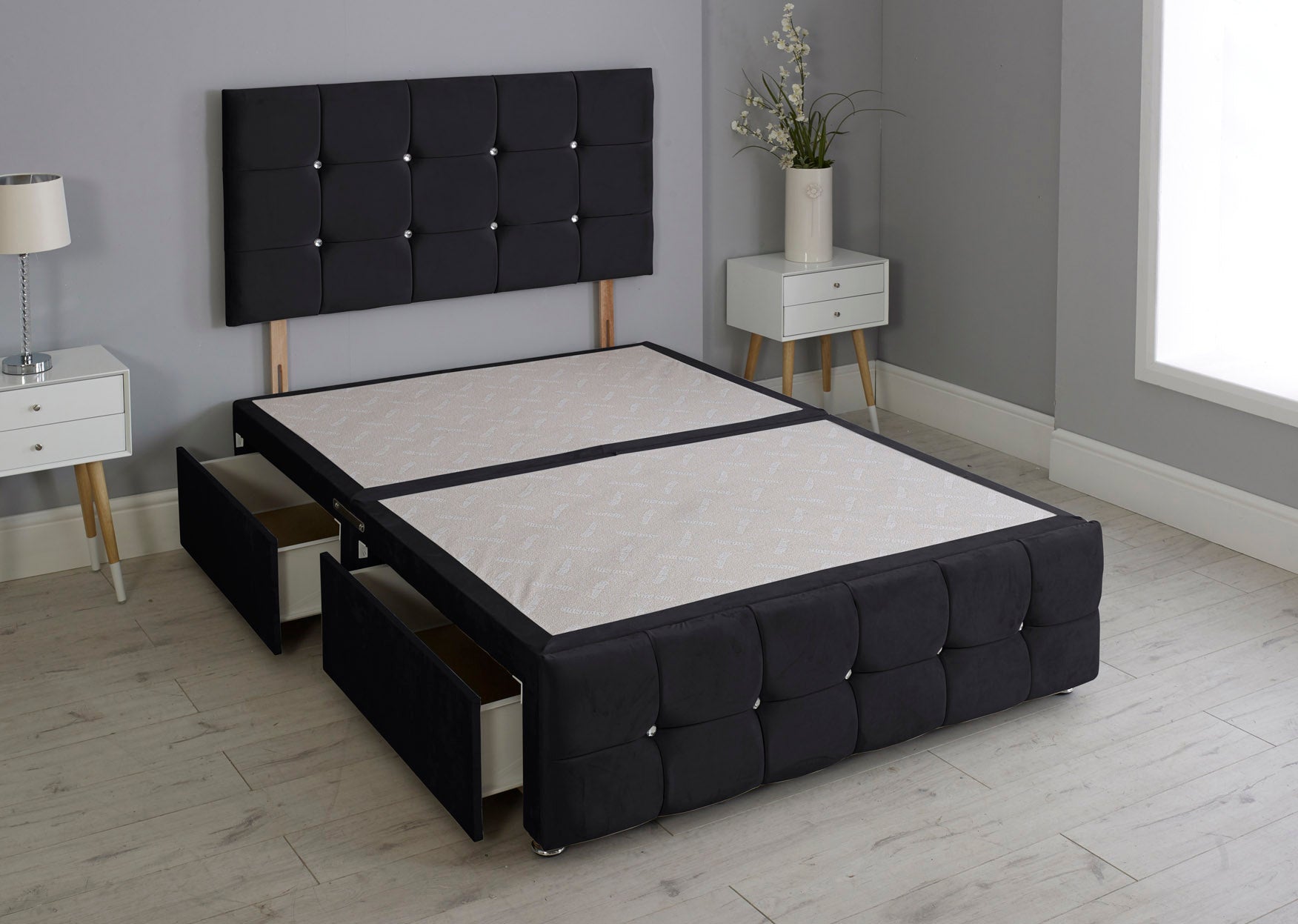 Cuboid Cube Divan Bed Base With Headboard And Footboard – Beds Online Store